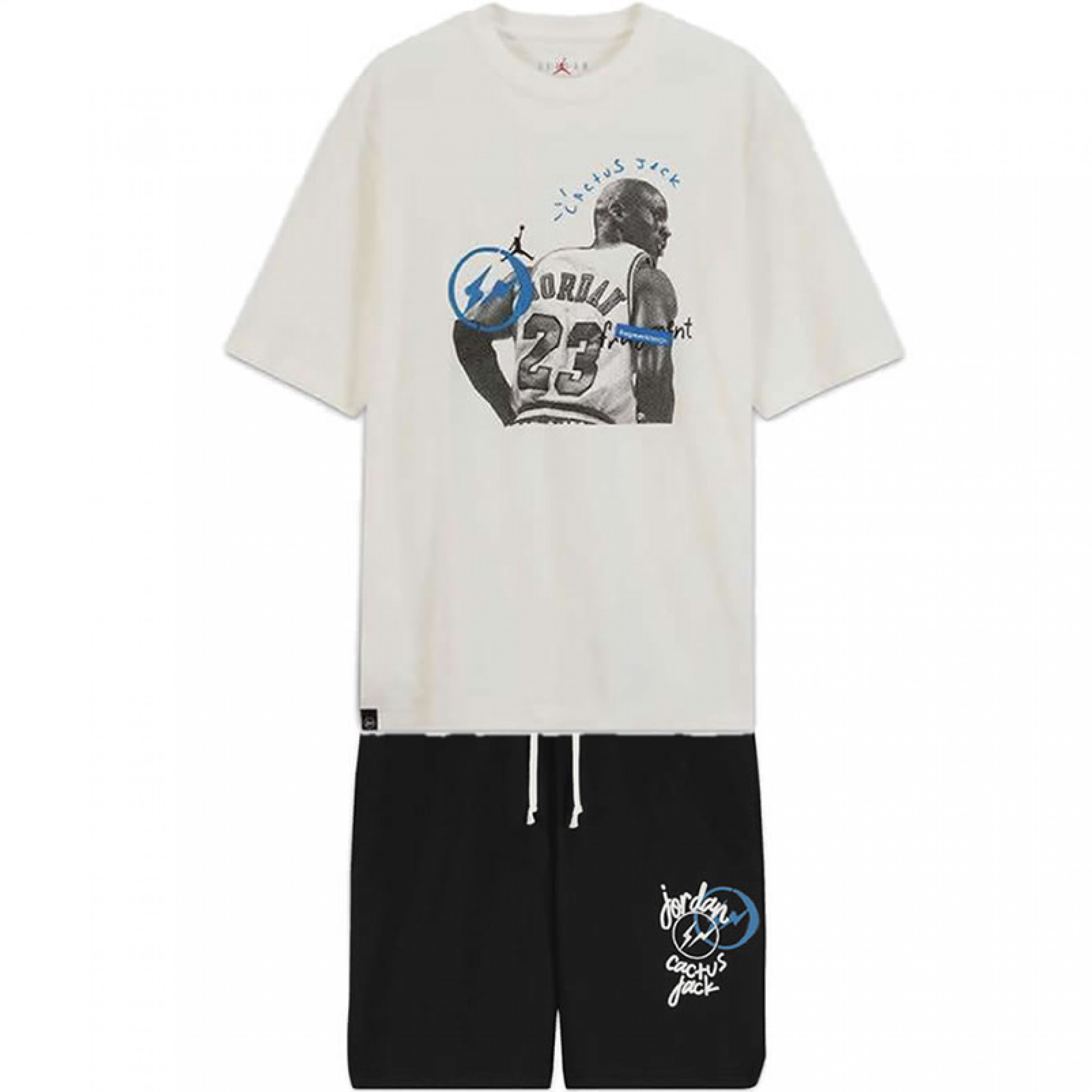 Travis Scott Cactus Jack x Jordan T-Shirt Khaki/Desert White Shorts Black