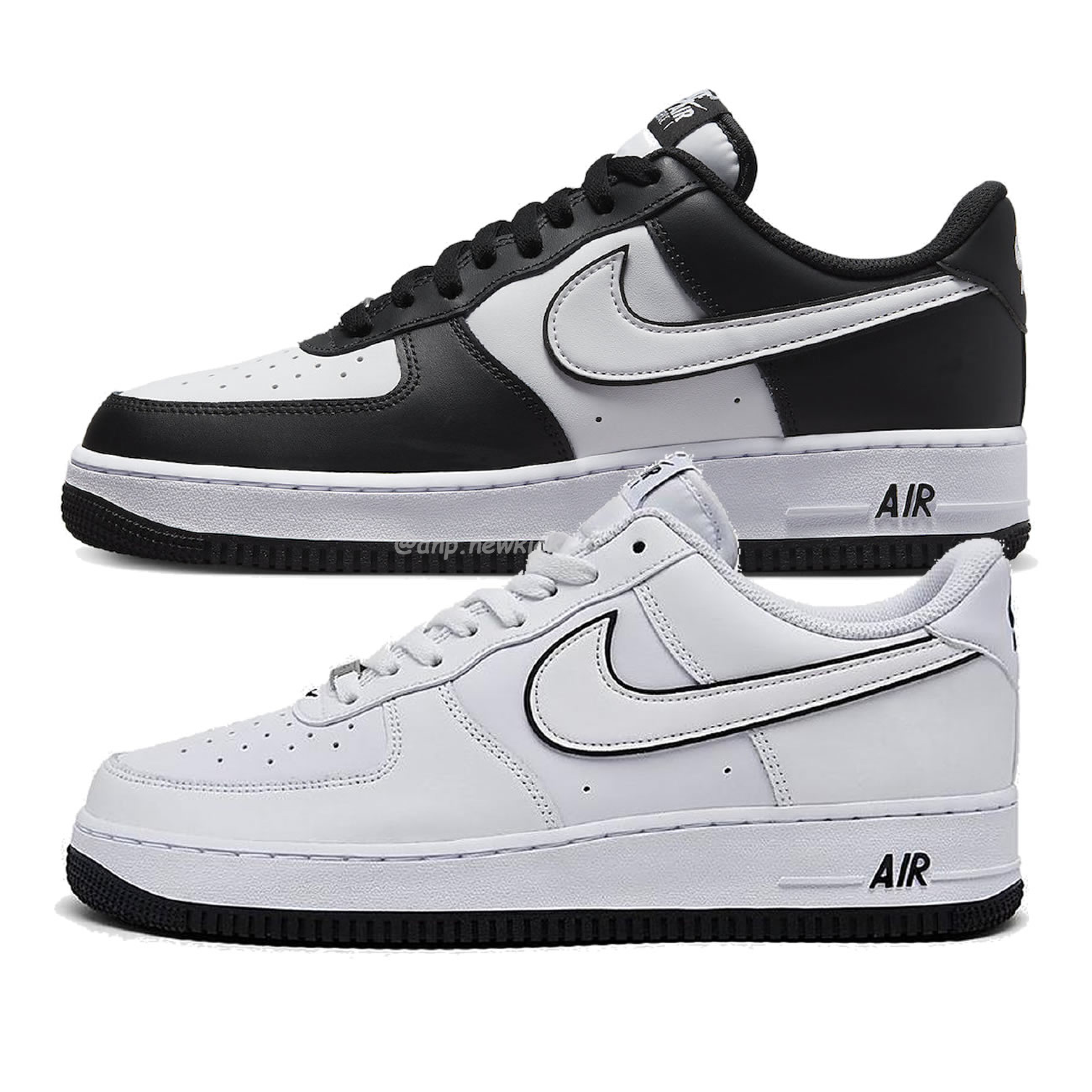 Nike Air Force 1 '07 Low White Black Outline Swoosh White Swoosh Panda ...