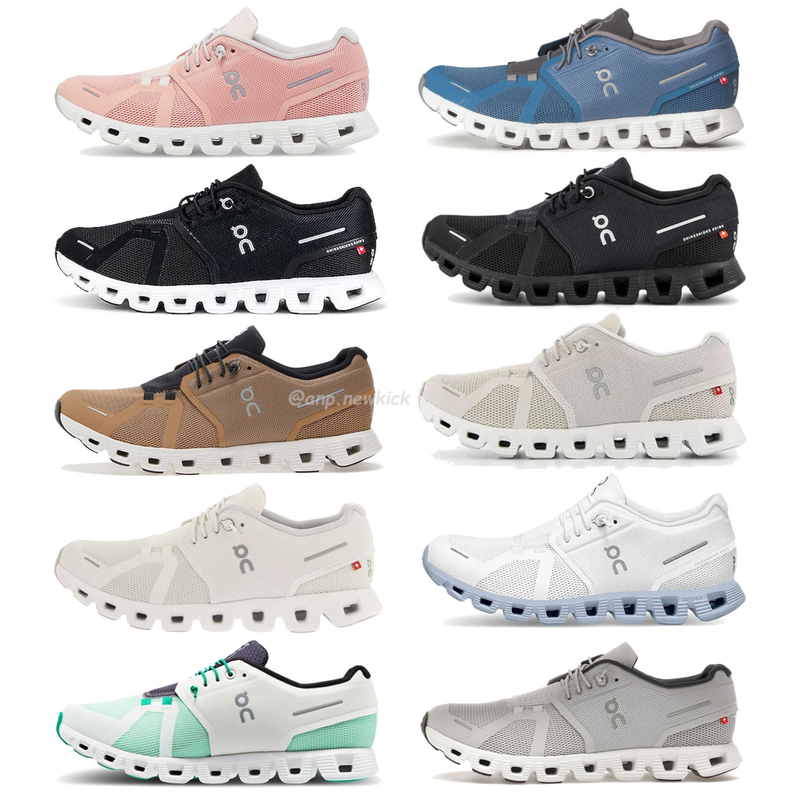 On Running Cloud 5 Glacier Grey White Rose Shell All Black Pearl White ...